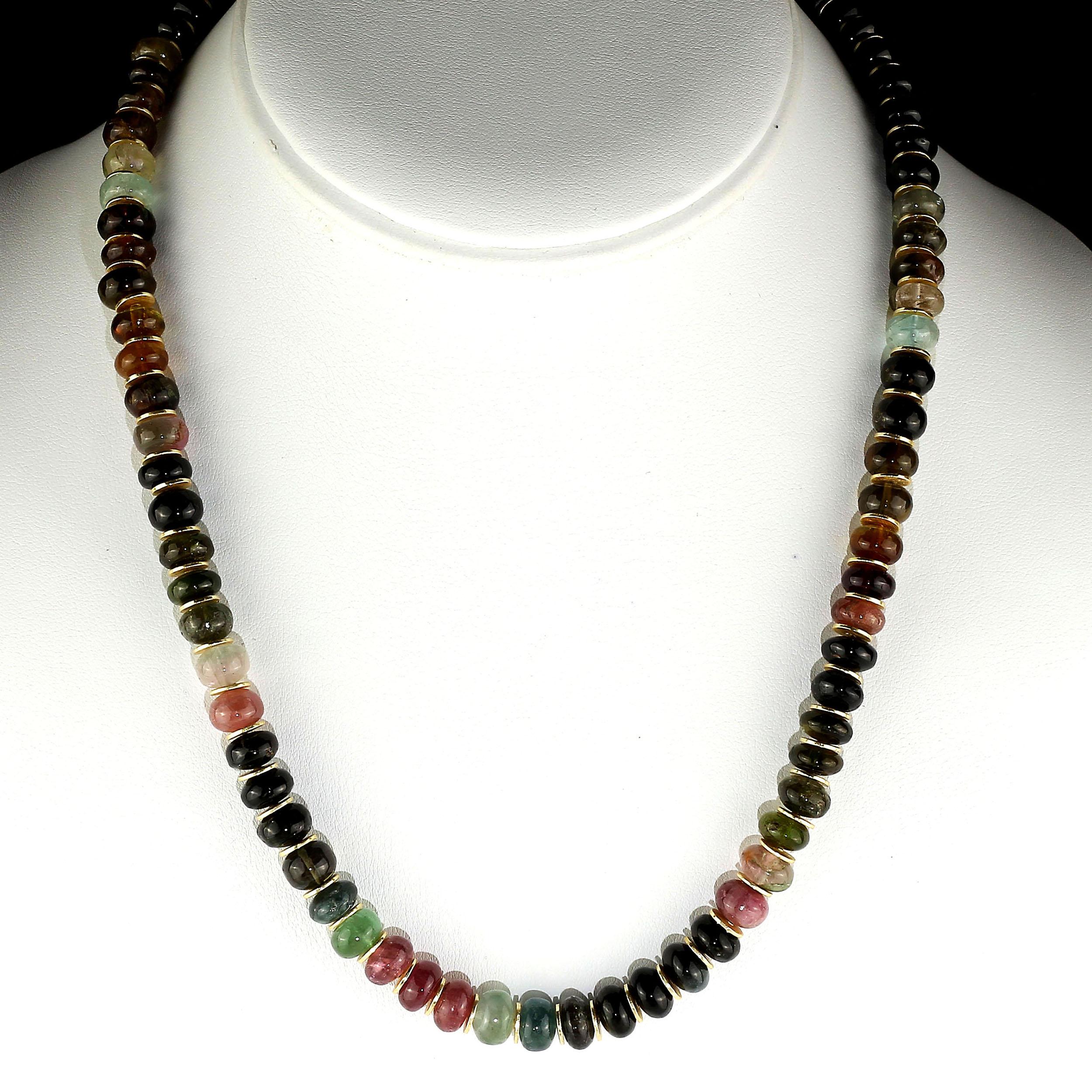 AJD Elegant Glittering Tourmaline Multi-Color Necklace with Goldy ...