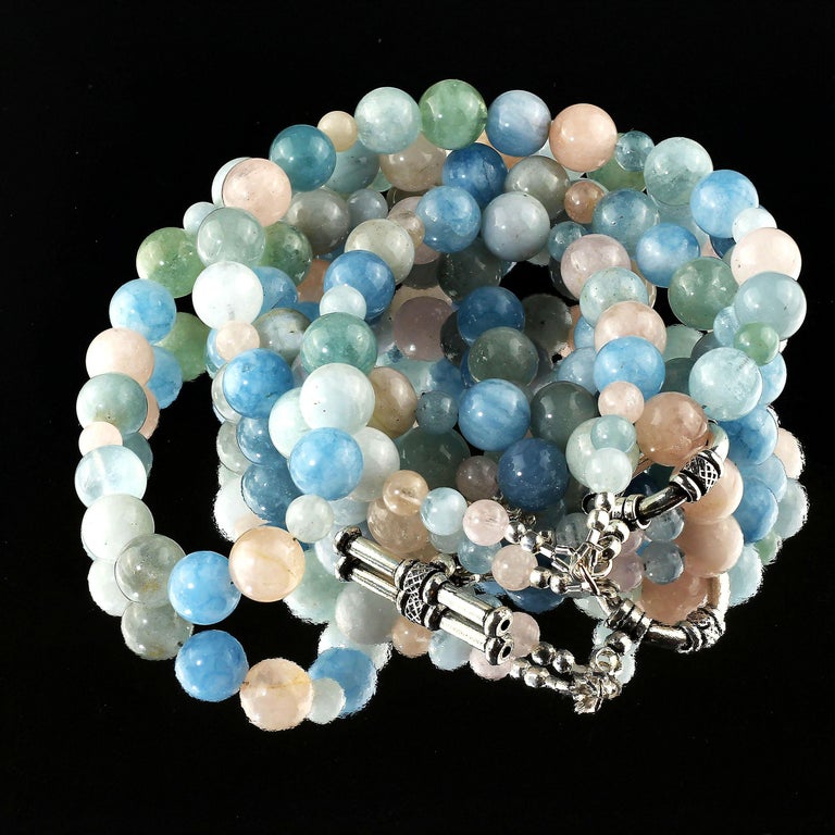 Glorious Three-Strand Multi-Color Beryl Necklace March Birthstone at ...