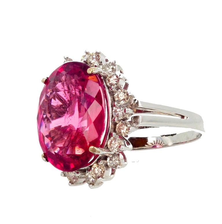 AJD GORGEOUS Brilliant Red 6.5 Ct Rubelite Tourmaline and Diamonds Gold ...