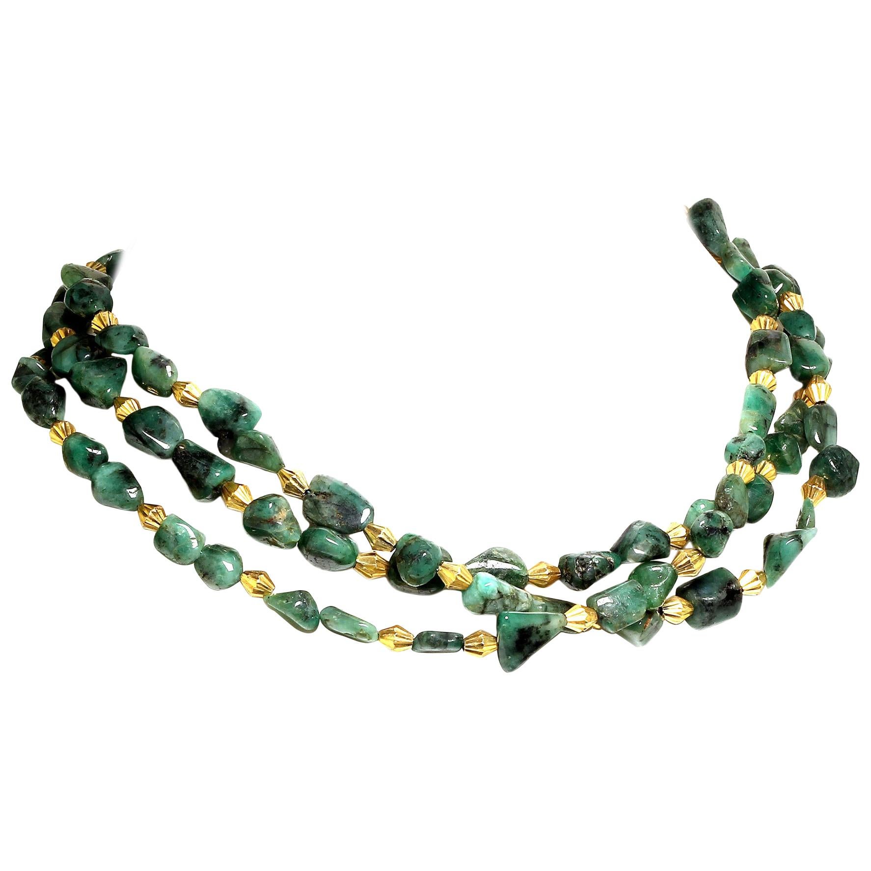 Gold Plated Triple Strand Multi Colored Plastic Bead Necklace with a ...