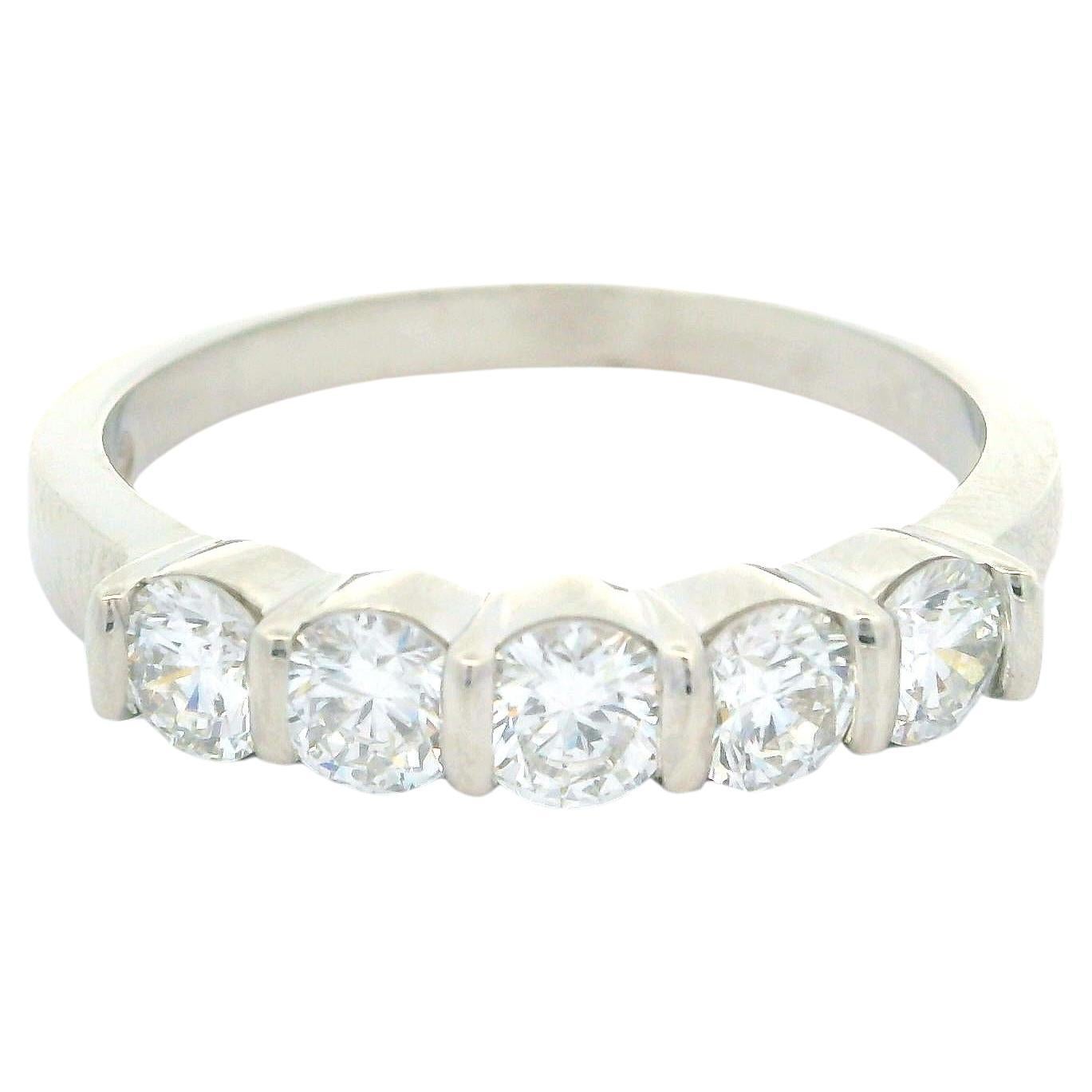 Gemlok Platinum 1.25ctw 5 Diamond Channel Bar Set Wedding Band Ring For ...