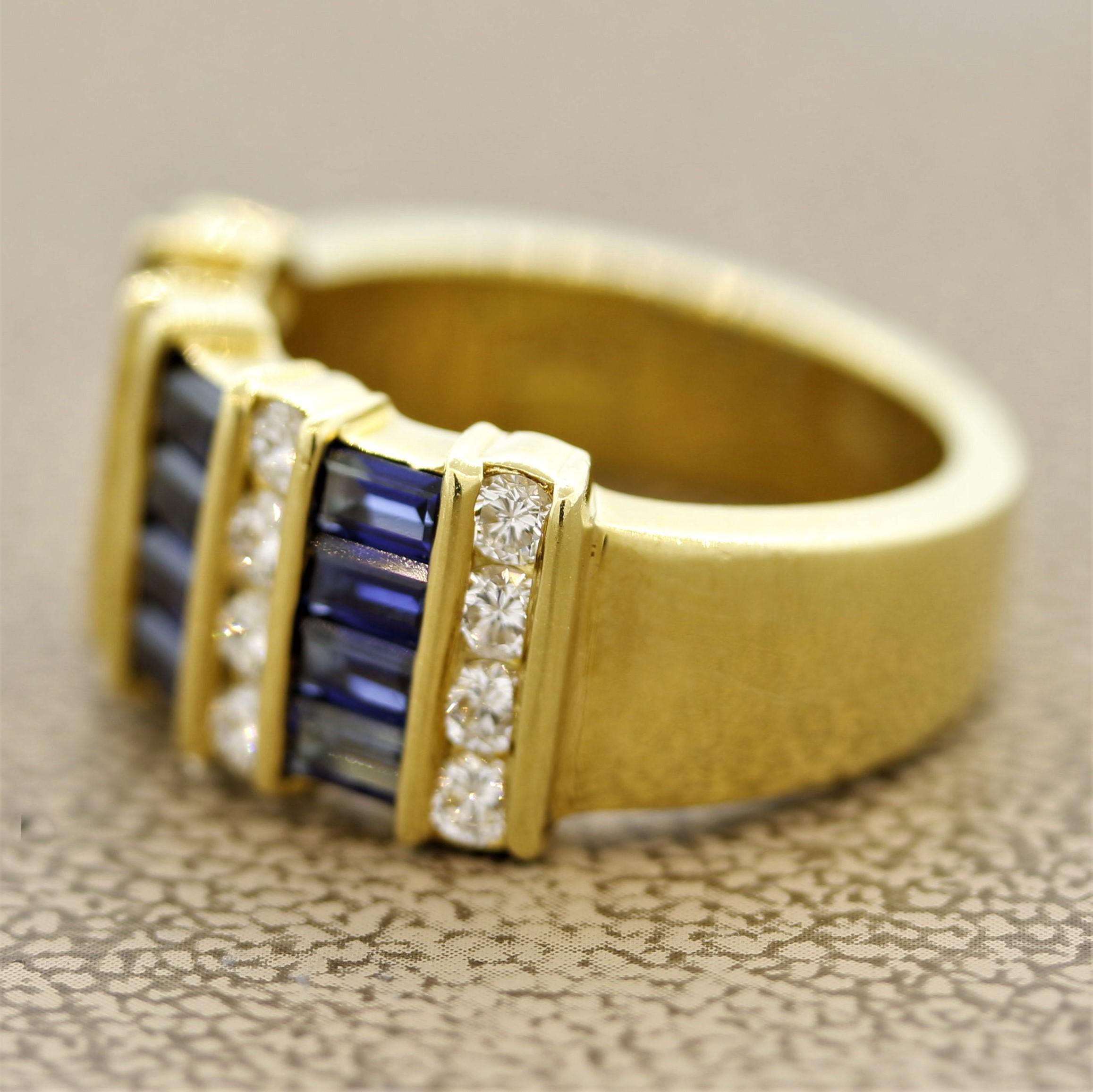 Gemlok Sapphire Diamond Gold Ring Band For Sale at 1stDibs