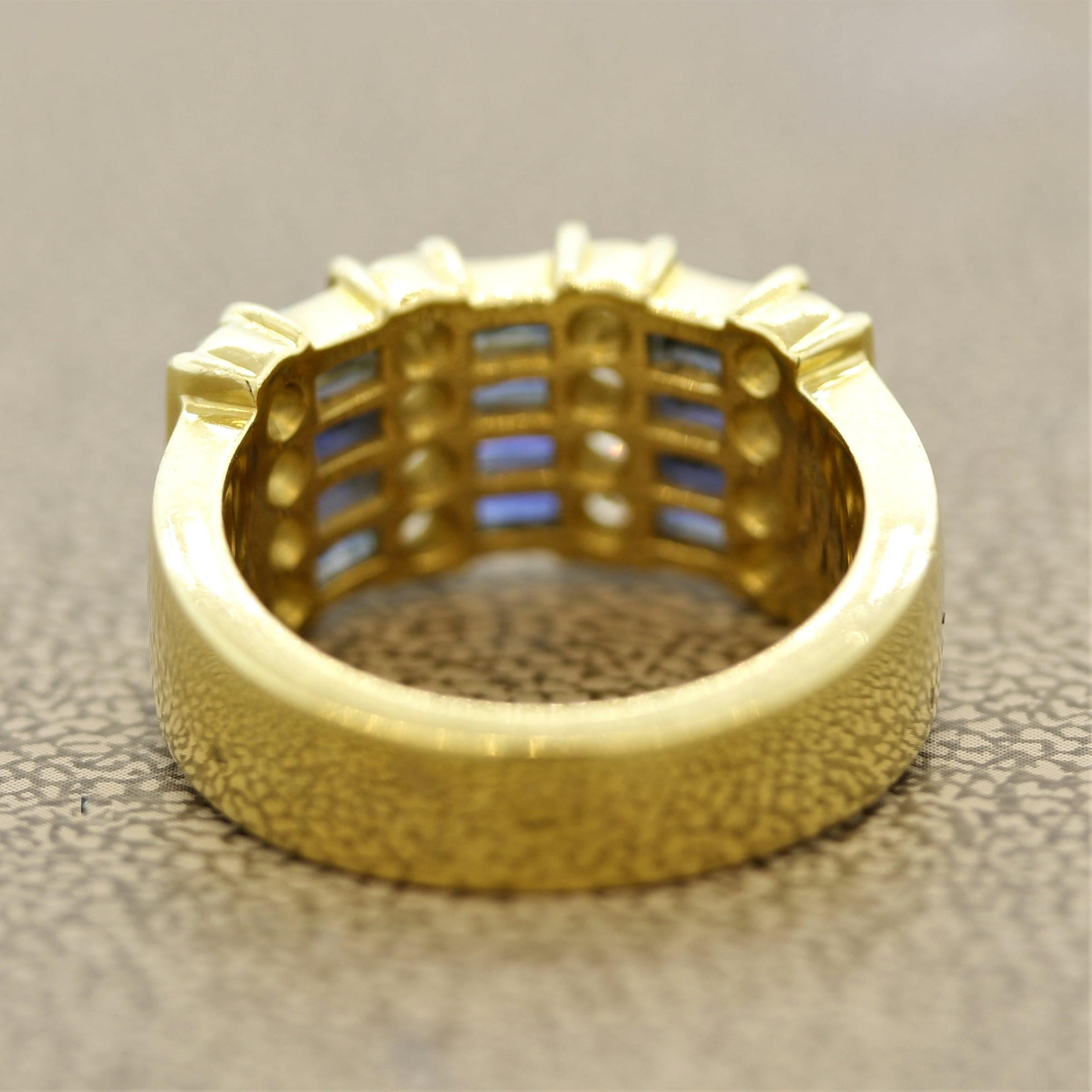 Gemlok Sapphire Diamond Gold Ring Band For Sale at 1stDibs