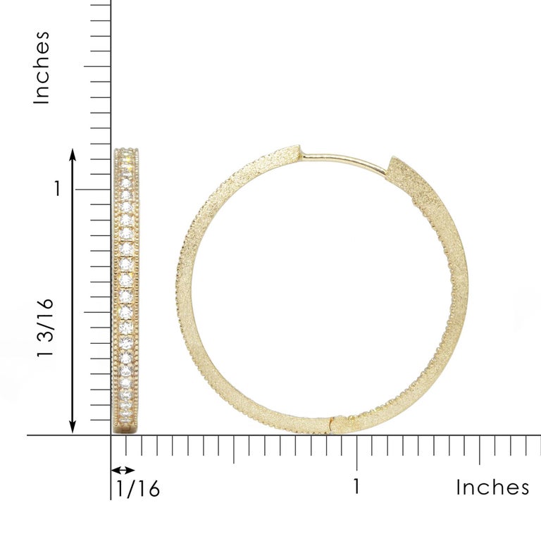 Gemma Diamond Gold 18 Karat Hoop Earrings For Sale at 1stDibs