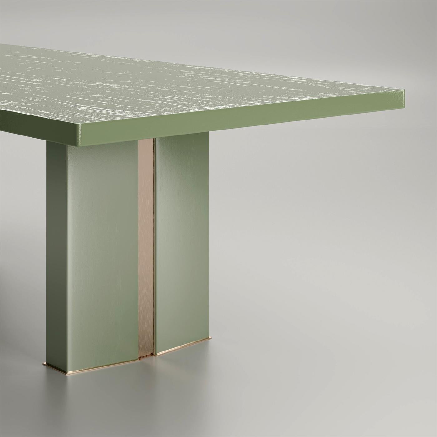 Gemma Textured Green Wood Dining Table For Sale at 1stDibs