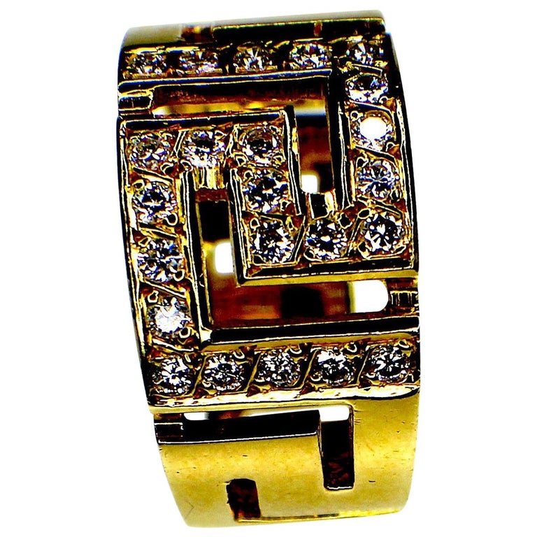 Gemolithos Meander Ring Set with Diamonds in 18 Karat Gold at 1stDibs