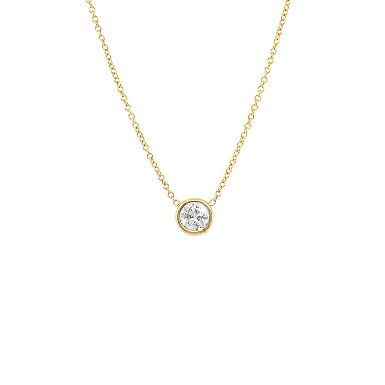 Gems Are Forever Bezel Set Diamond Solitaire Necklace in 14k Yellow ...