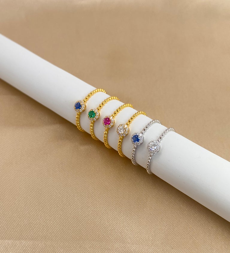 Gemstone and Diamond Solitaire Ring, Stackable Diamond Rings ...