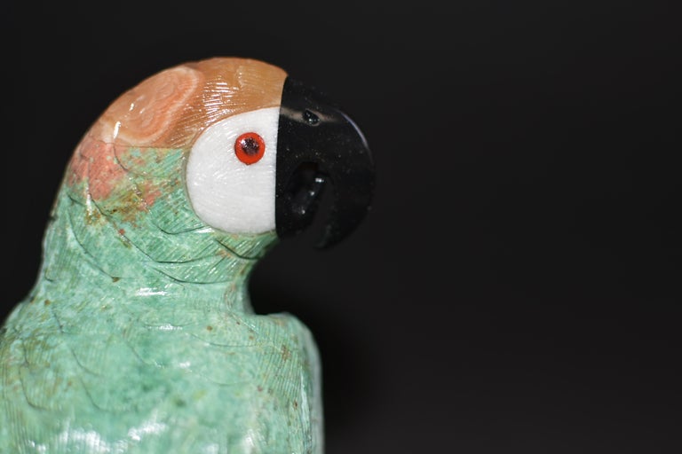 Gemstone Parrot on Red Jasper For Sale at 1stDibs