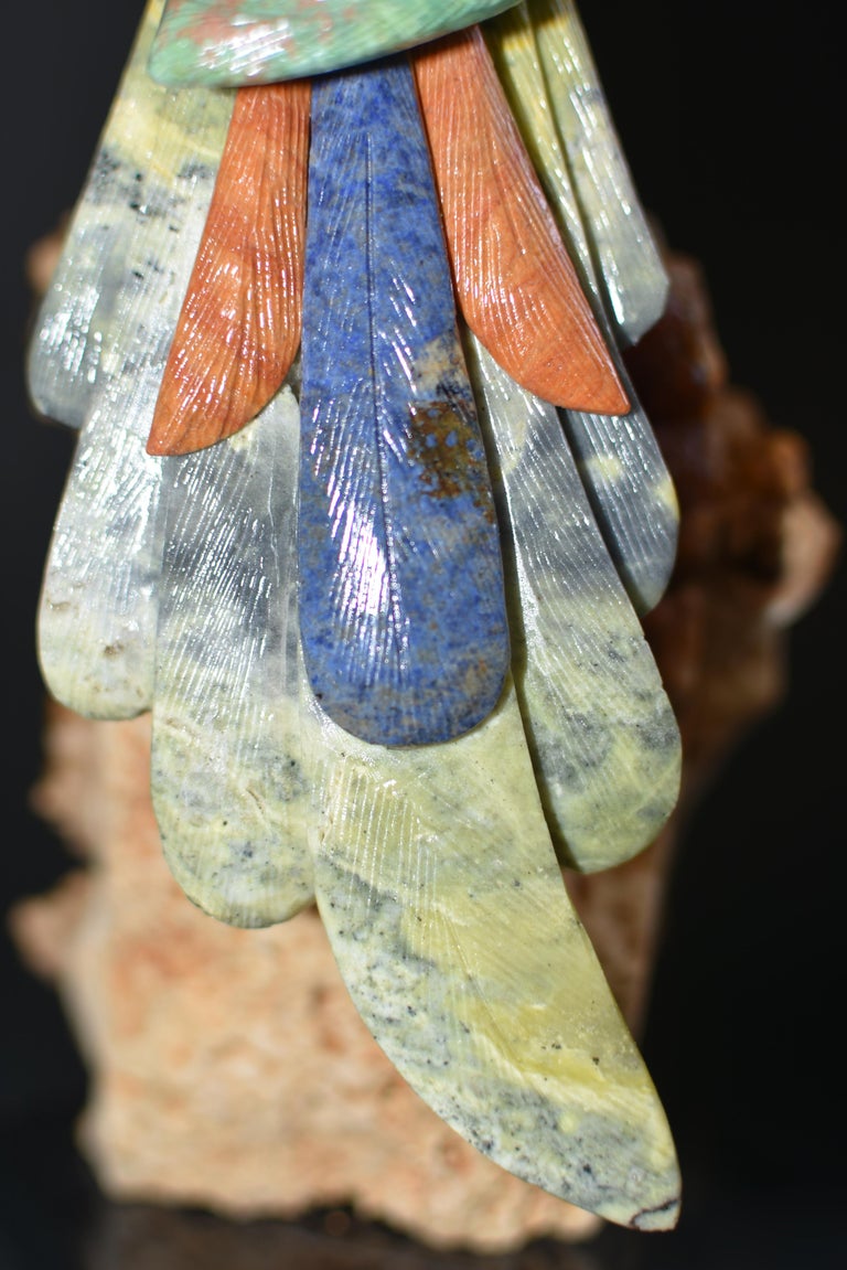 Gemstone Parrot on Red Jasper For Sale at 1stDibs