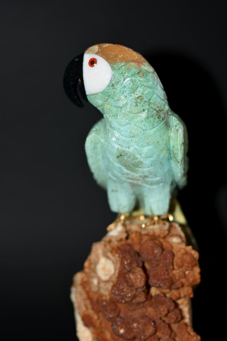 Gemstone Parrot on Red Jasper For Sale at 1stDibs