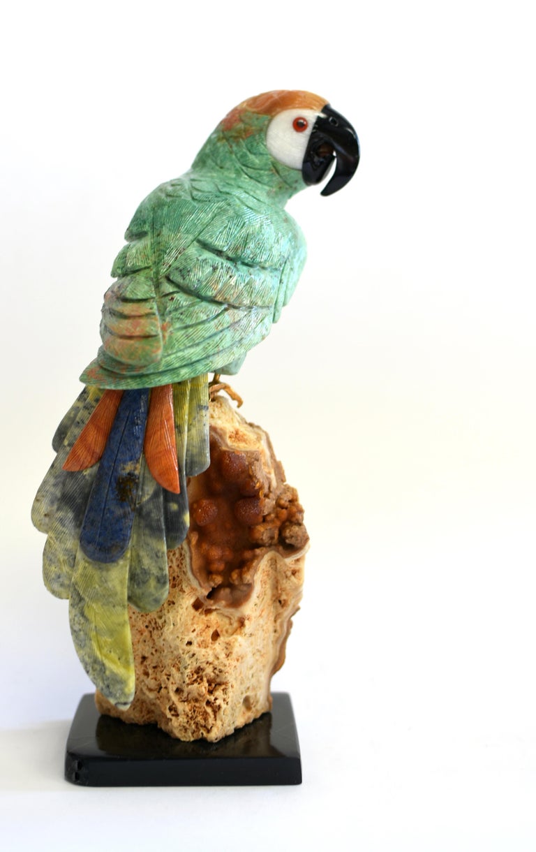 Gemstone Parrot on Red Jasper For Sale at 1stDibs