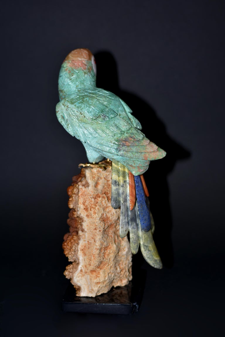 Gemstone Parrot on Red Jasper For Sale at 1stDibs