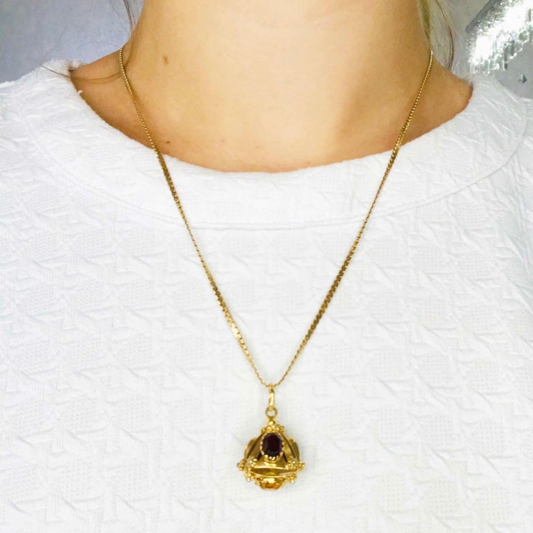 Gemstone Pyramid Pendant and Serpentine Chain Necklace, Custom Charm 18 ...
