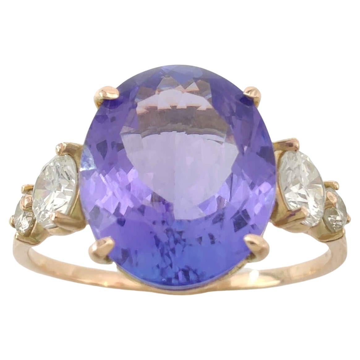 Gemstone Ring 14k Gold 2.24 Carat Tanzanite Diamond Certified promise ring For Sale at 1stDibs