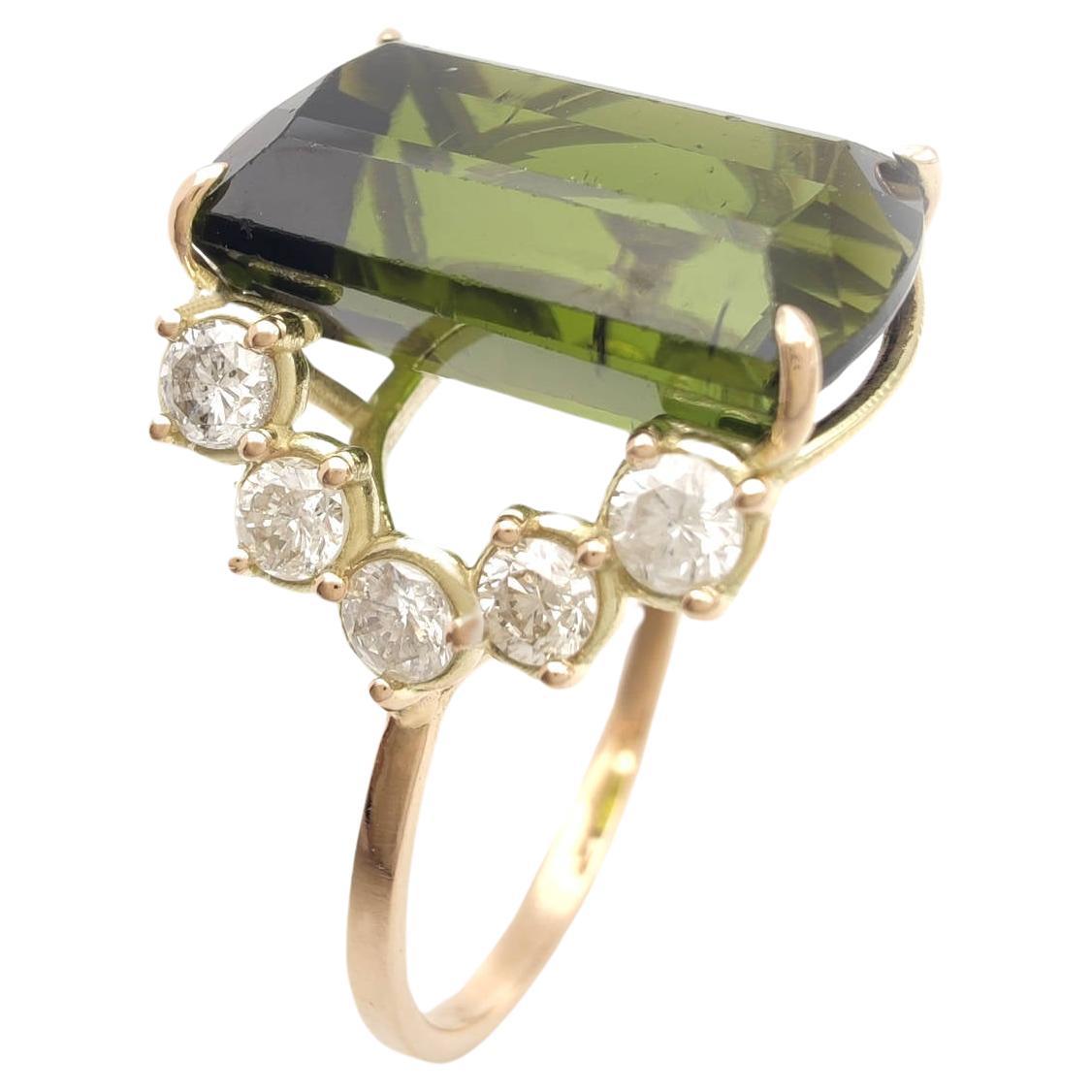 Gemstone ring 14k Gold Tourmaline Ring Diamonds Women Bridal Rings ...