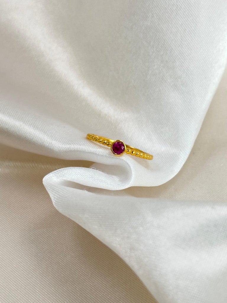 Gemstone Solitaire Ring Stack, Natural Gemstone Rings, Stackable 18k ...