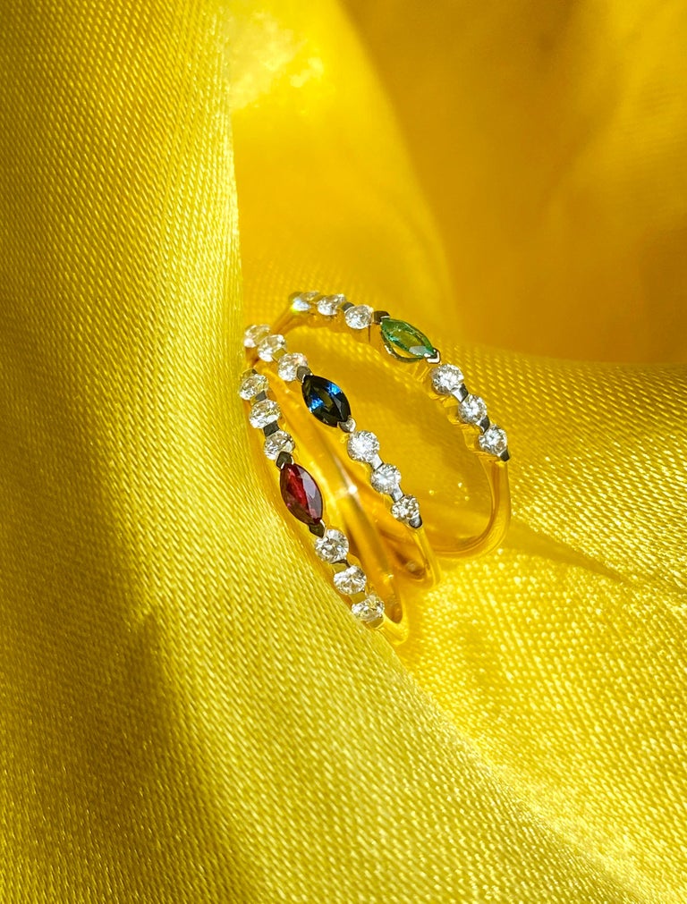 Gemstone Solitaire Ring Stacks, Natural Diamond Ring Stacks, 14k Solid ...