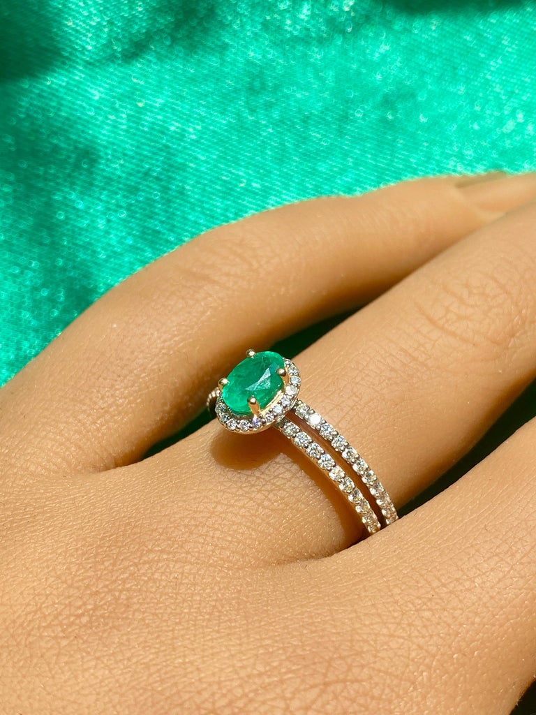 Gemstone Solitaire Wedding Set, Natural Diamond Wedding Ring, Stackable ...