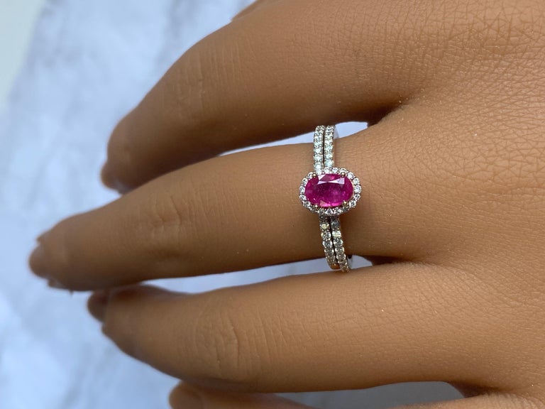 Gemstone Solitaire Wedding Set, Natural Diamond Wedding Ring, Stackable ...