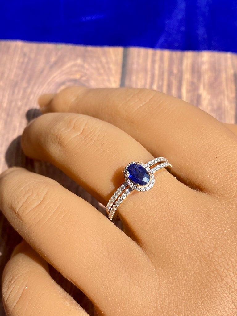 Gemstone Solitaire Wedding Set, Natural Diamond Wedding Ring, Stackable ...