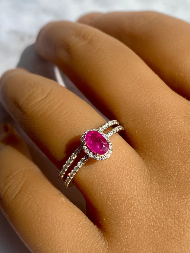 Gemstone Solitaire Wedding Set, Natural Diamond Wedding Ring, Stackable ...