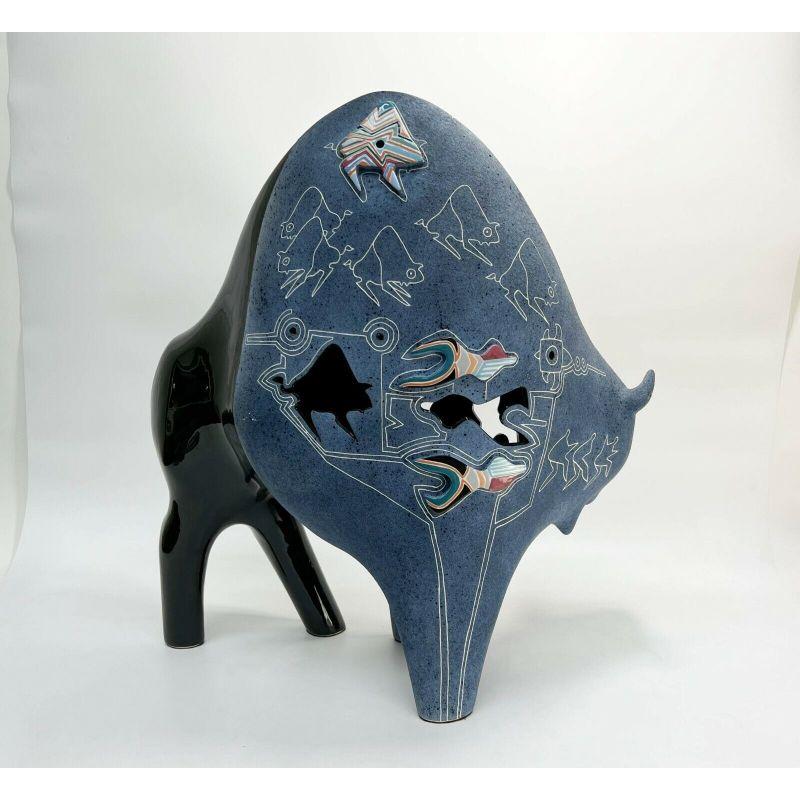 Gene and Rebecca Tobey Ceramic Buffalo Sculpture, 1987 For Sale at ...