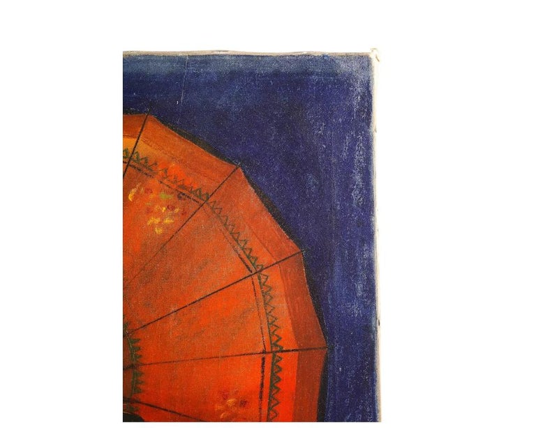 Gene Pressler Original Oil on Canvas Painting Deco Woman with Paraso ...