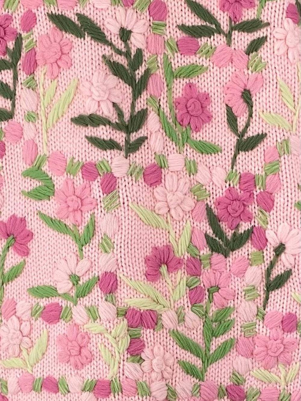Gene Shelly Vintage Pink Floral Embroidered Cardigan Sweater Circa ...