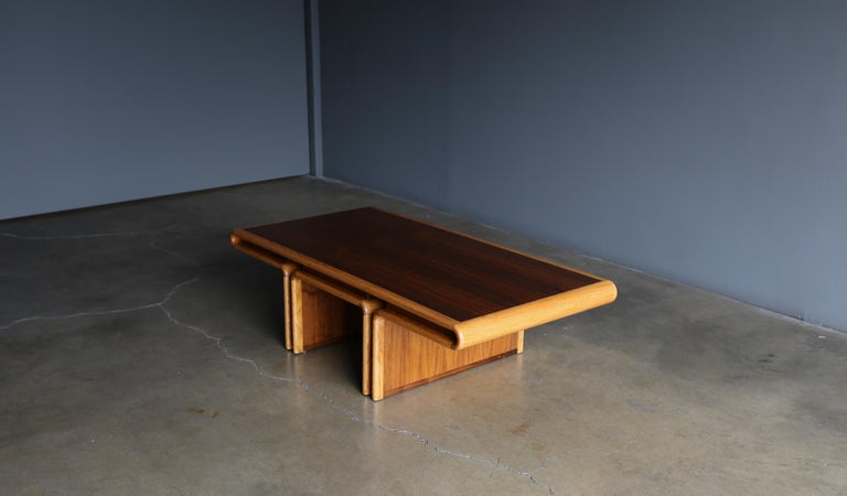 Generation 80 Oak and Walnut Coffee Table, circa 1980 For Sale at 1stDibs