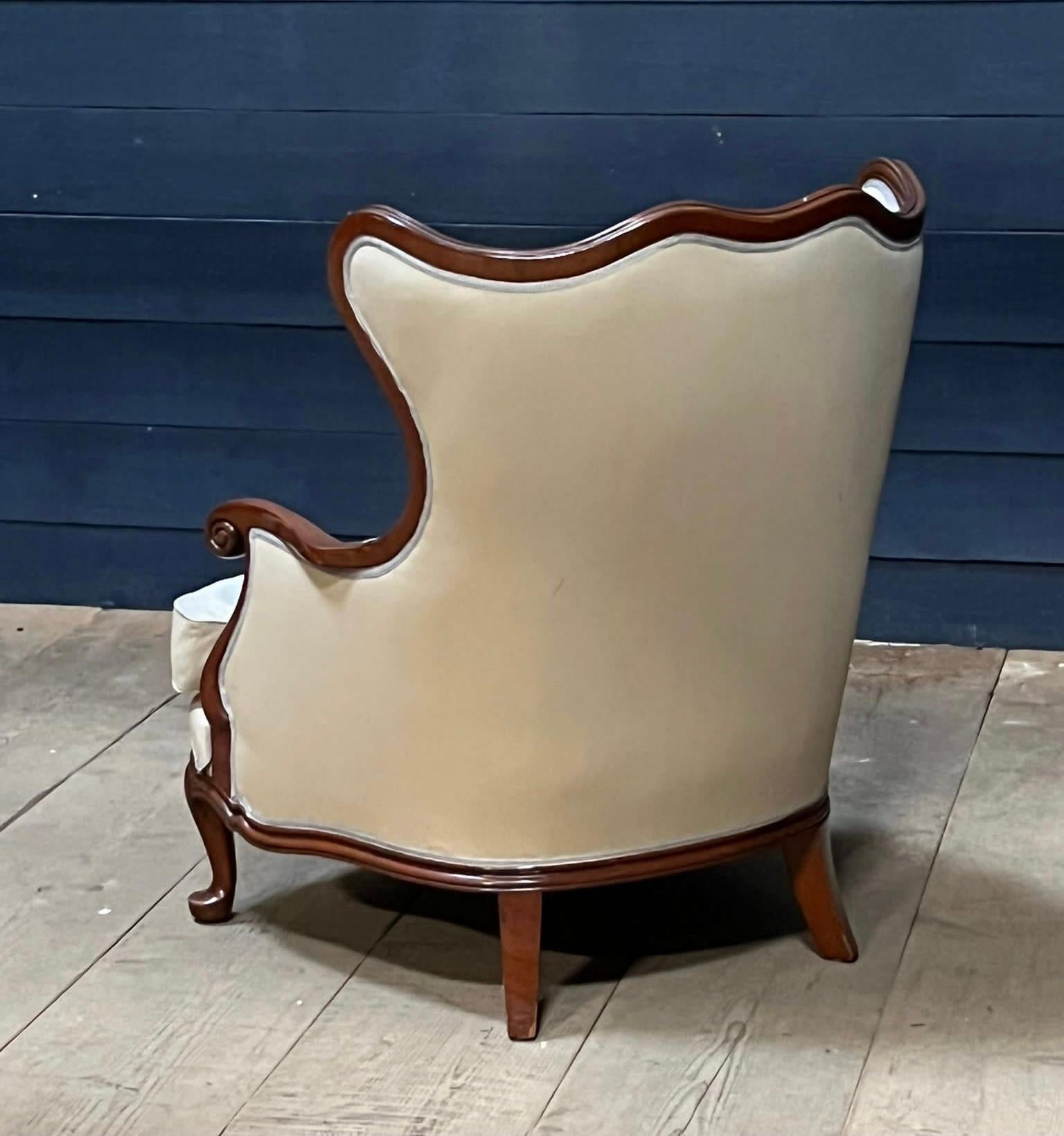 Generous and Comfortable Pair French Bergere Arm Chairs at 1stDibs