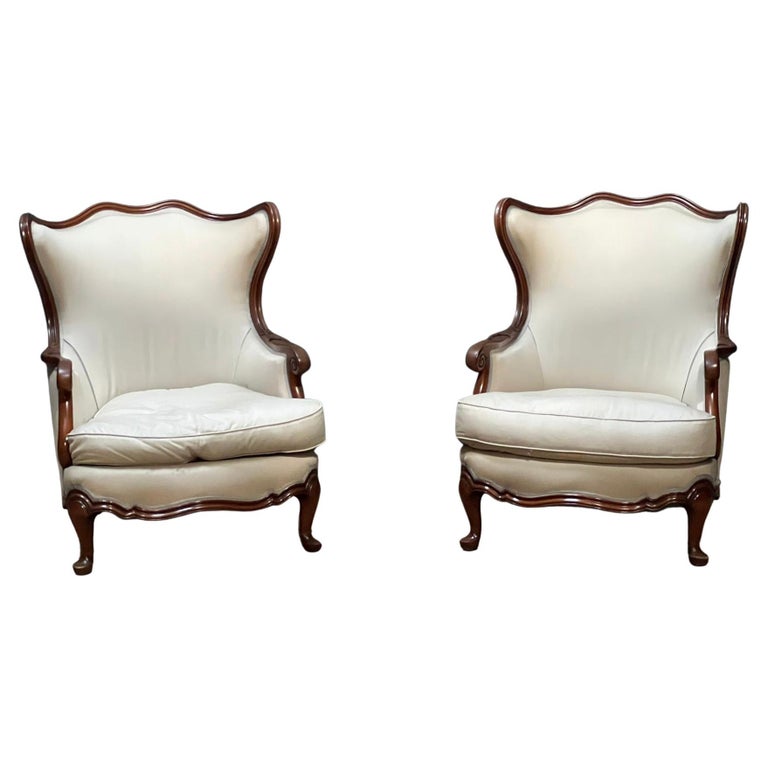 Generous and Comfortable Pair French Bergere Arm Chairs For Sale at 1stDibs