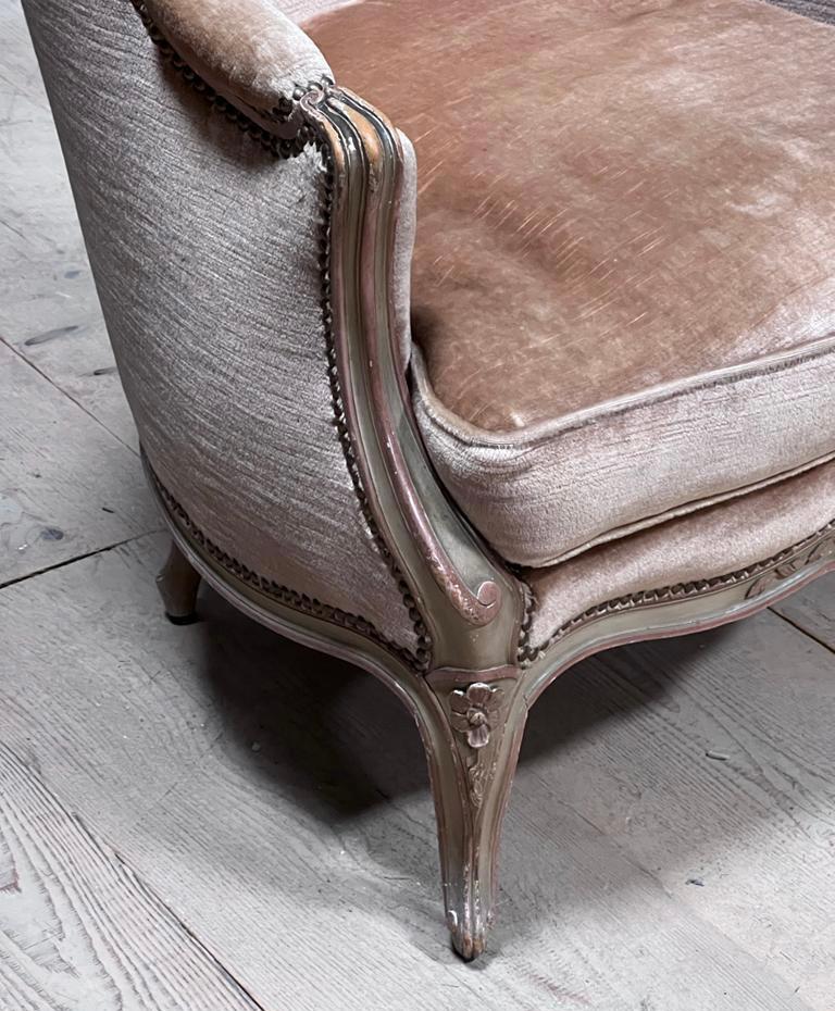 Generous Pair French Bergere Chairs For Sale at 1stDibs