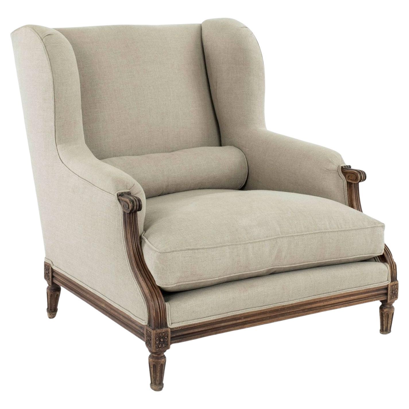 French Louis XVI Style Carved and Painted Wood Marquise Wingback ...