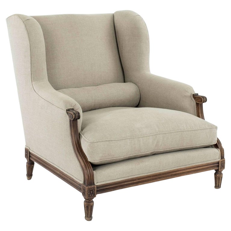 Generously Proportioned Louis XVI Style Wingback For Sale at 1stDibs