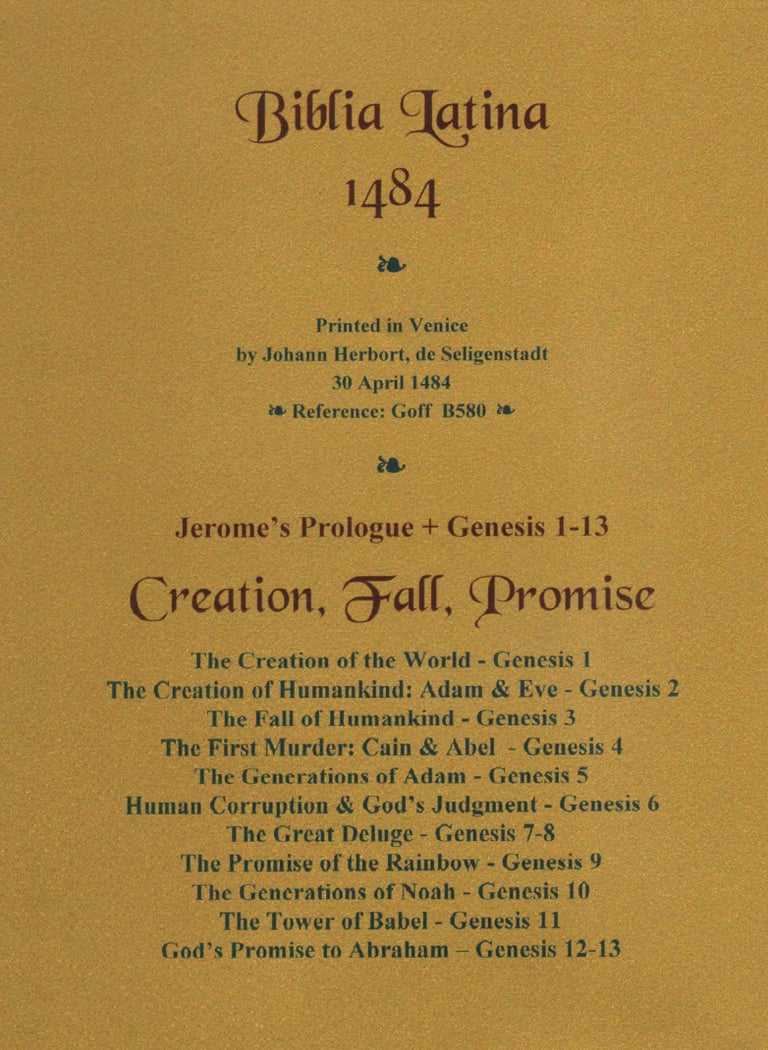 Genesis Beginnings, Super-Portfolio, Four-Leaf Set from a 1484 Latin ...