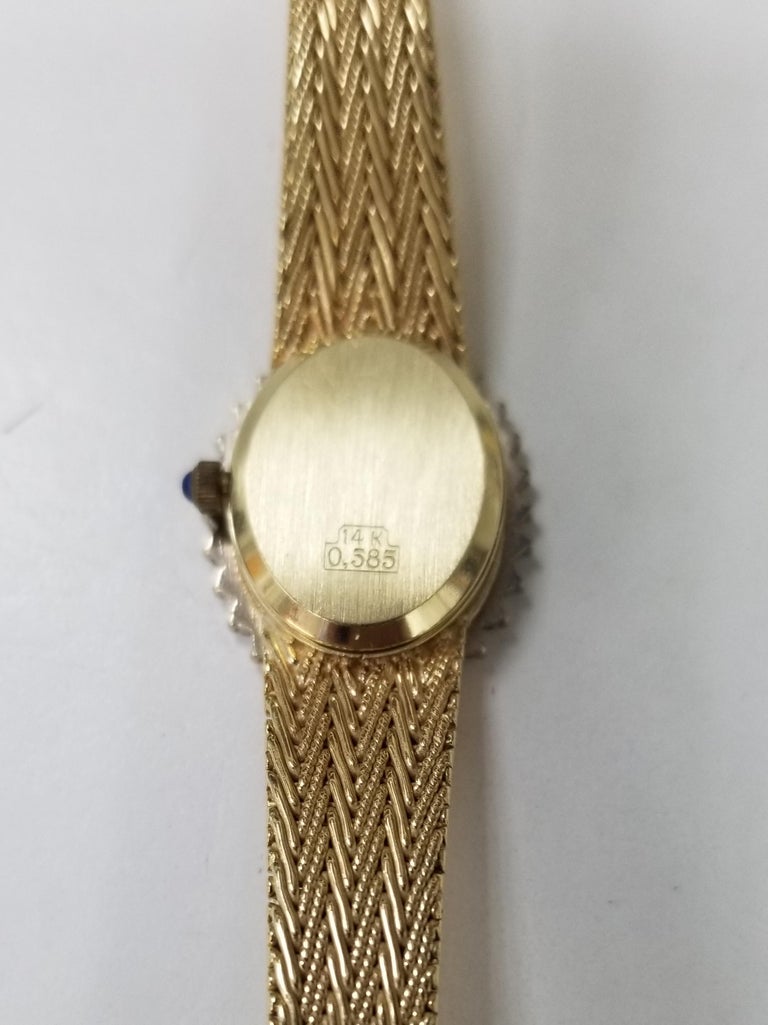 Geneve 14 Karat Yellow Gold Swiss Diamond Watch with Mesh Band at ...
