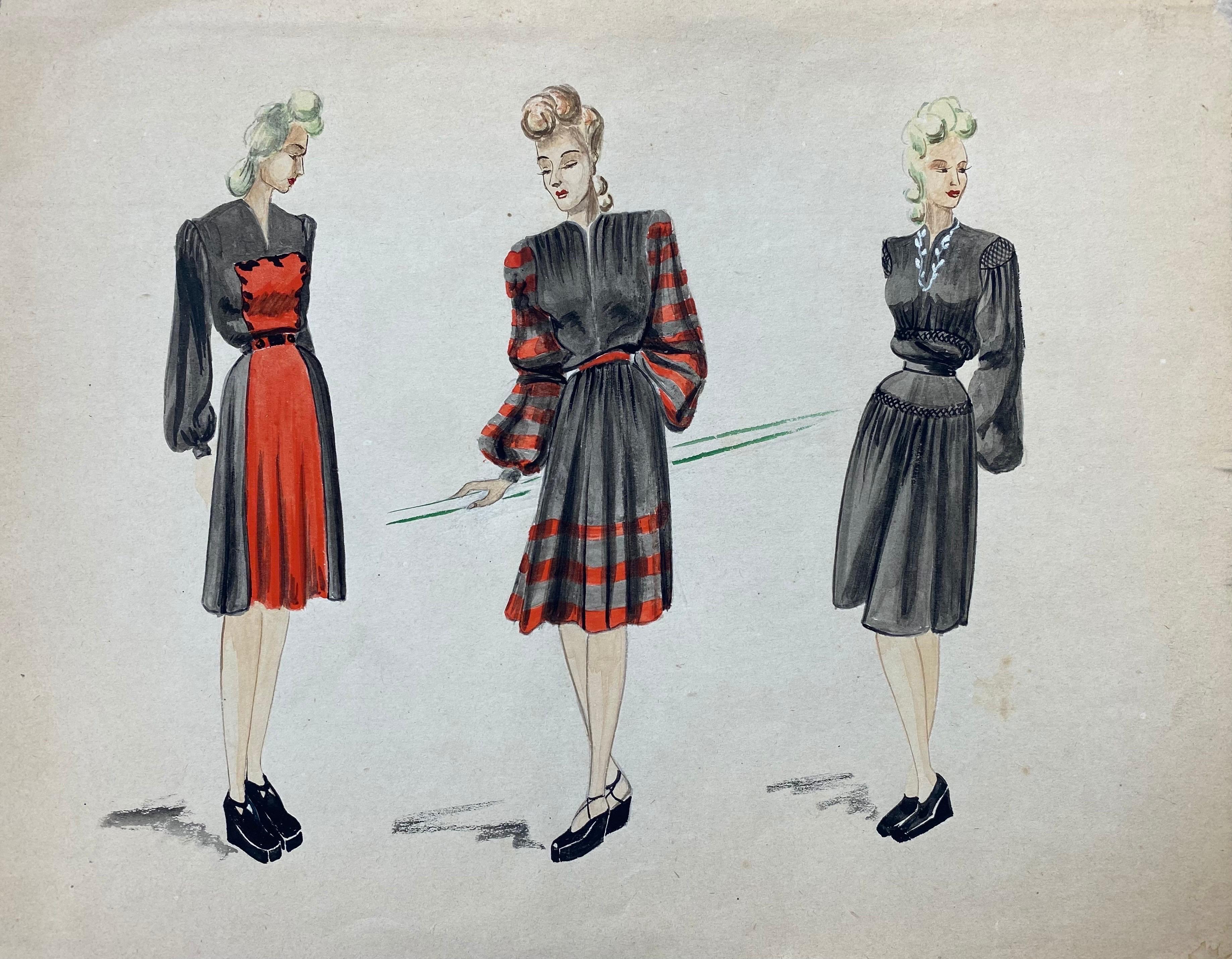 Geneviève Thomas – „1940er Jahre Französische Mode Illustration der ...