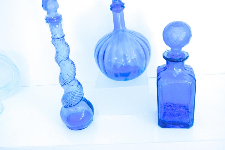 Blue Genie Bottles Collection 3 Pieces by Blenko and Empoli, Early 1960 ...