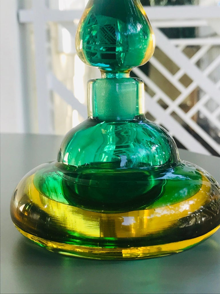 Genie Perfume Bottle in Green and Yellow Murano Glass by Flavio Poli ...