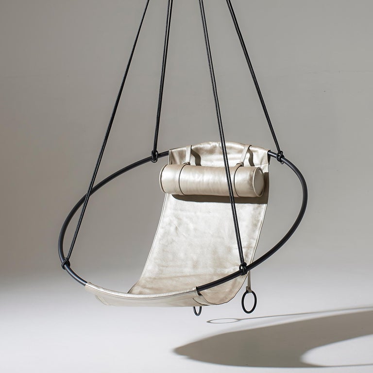 Genine African Leather Hanging Sling Chair - Now in Glimmery Gold For ...