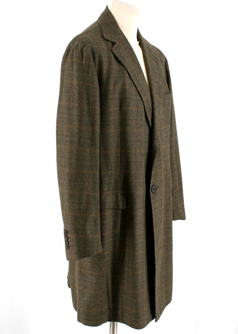 Gennano Solito Bespoke Wool Green Checked Coat estimated size L at 1stDibs