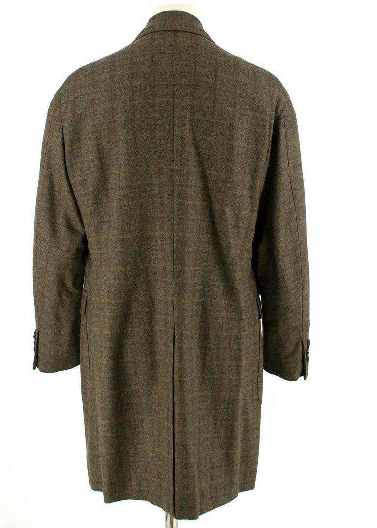 Gennano Solito Bespoke Wool Green Checked Coat estimated size L at 1stDibs