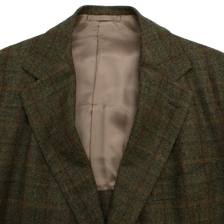 Gennano Solito Bespoke Wool Green Checked Coat estimated size L at 1stDibs
