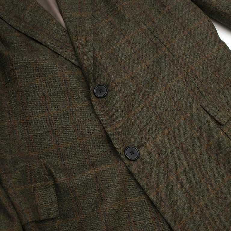 Gennano Solito Bespoke Wool Green Checked Coat estimated size L at 1stDibs