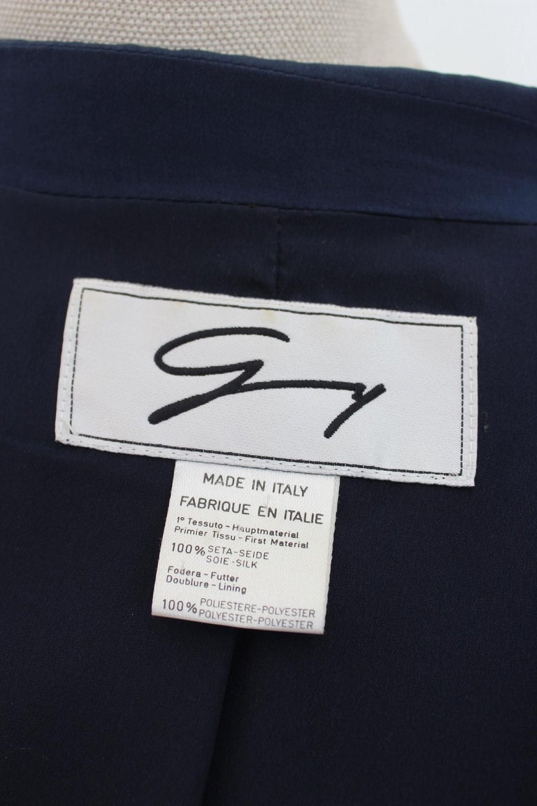 Genny Blue Silk Classic Vintage Jacket 1980s For Sale at 1stDibs