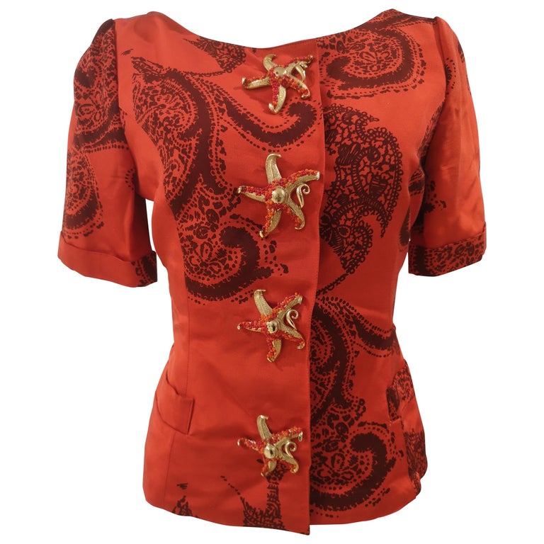Genny orange short sleeves jacket For Sale at 1stDibs