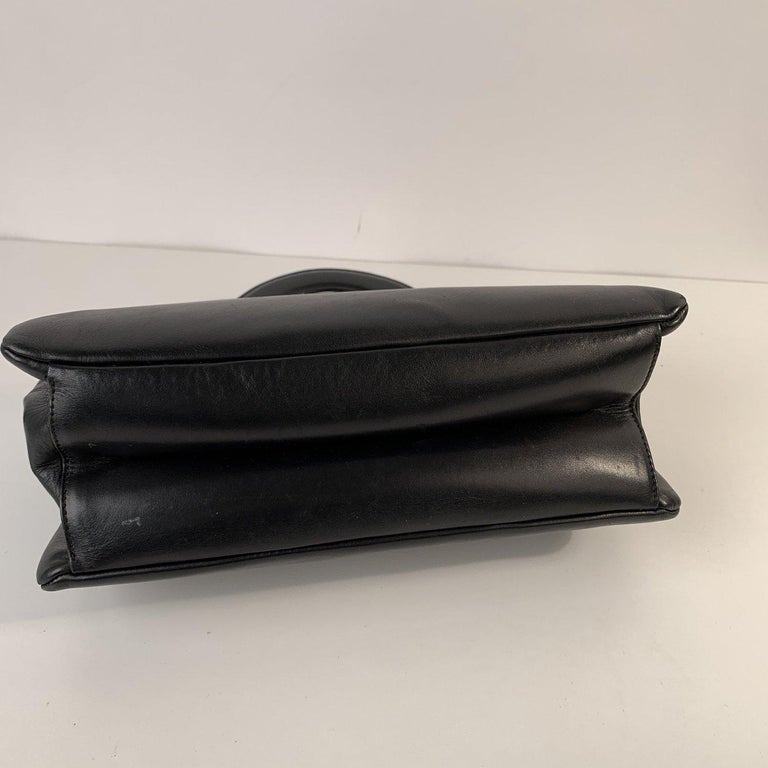 Genny Vintage Black Leather Top Handles Bag Handbag For Sale at 1stDibs ...