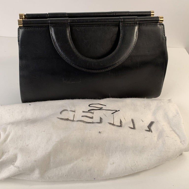 Genny Vintage Black Leather Top Handles Bag Handbag For Sale at 1stDibs ...
