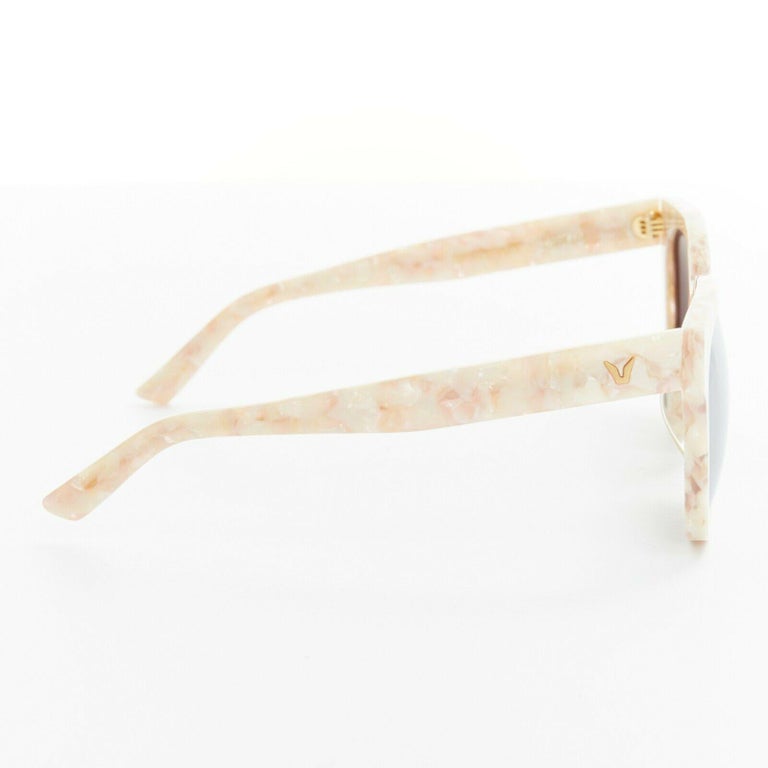 GENTLE MONSTER DIDI D beige marble resin square reflective lens ...